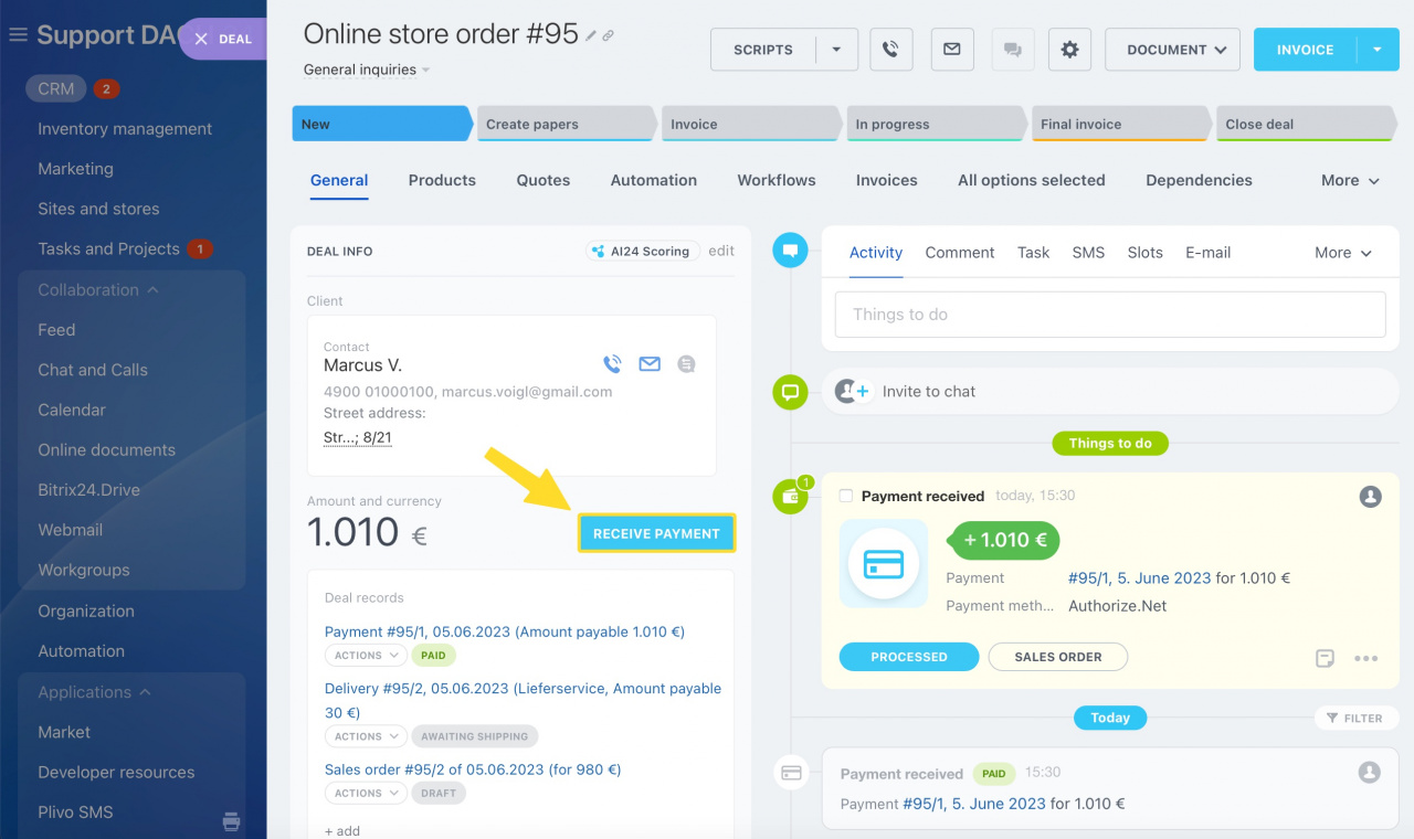 Payment system integrations in Bitrix24